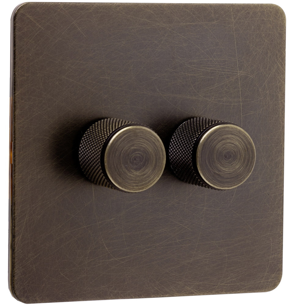 Screwless Antique Brass Dimmer Switch - 2 Gang - The Georgian – Caradok